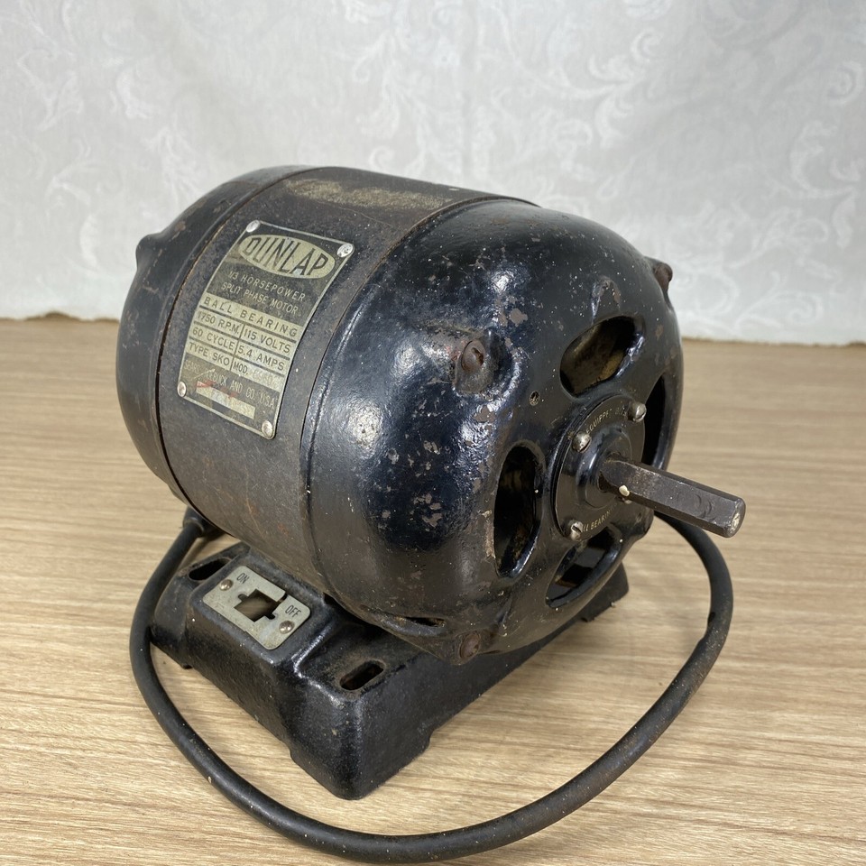 Vintage Sears DUNLAP 1/3 HP Split Phase Motor Electric 1750 RPM 1/2 ...