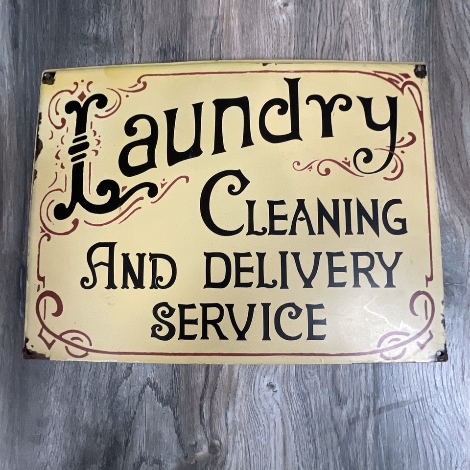 "LAUNDRY CLEANING AND DELIVERY SERVICE" 16x12 METAL SIGN SIGNAGE RUSTIC ...