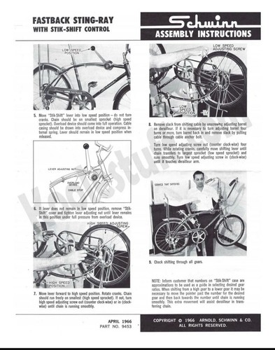 Vintage 1966 Schwinn Fastback Sting-Ray 5 Speed Derailleur 20” Muscle ...