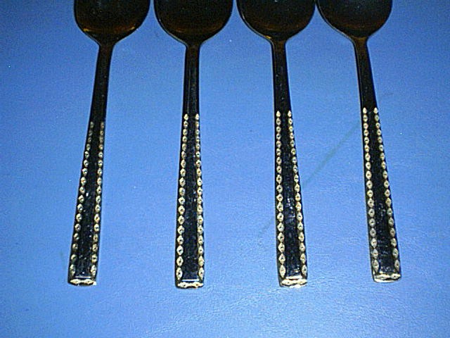 Set of (4) Serving Food Spoons Flatware Stainless Steel SILVER with ...