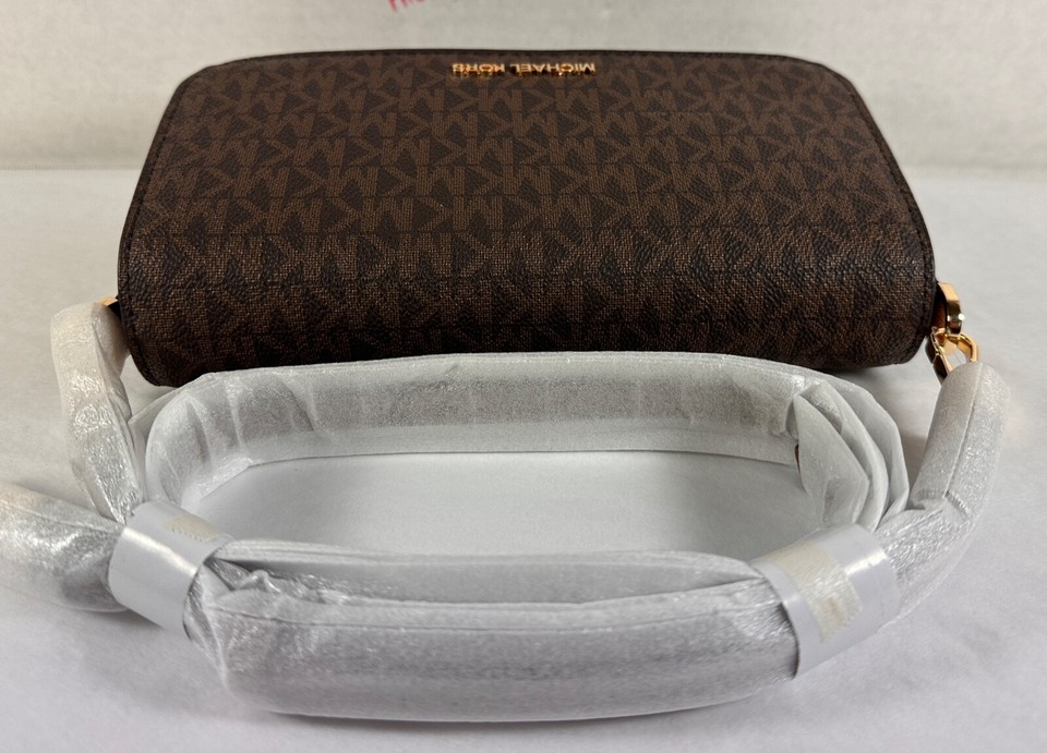 MICHAEL KORS Jet Set Medium MK Logo PVC Convertible Crossbody Pouchette ...