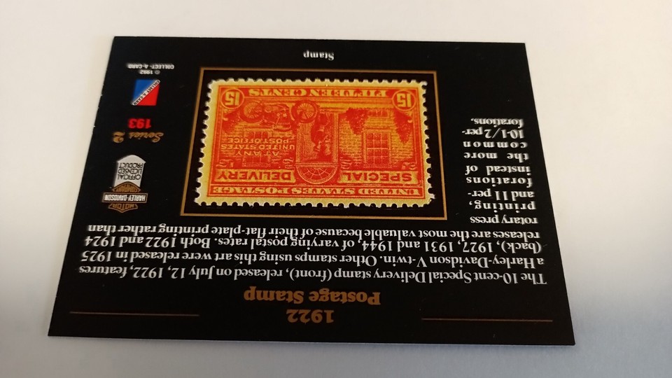 1992 Collect-A-Card, Harley Davidson Series 2 1923 POATAGE STAMP | eBay