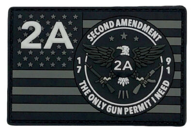 Gun Permit 2A 2nd Amendment 1791 Patch [3.0 X 2.0 inch -PVC Rubber-G1 ...