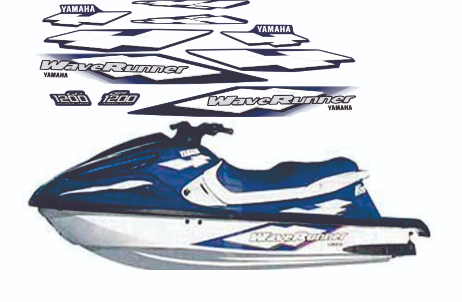 YAMAHA WAVERUNNER GP 1200 1999 Graphics / Decal / Sticker Kit BLUE | eBay