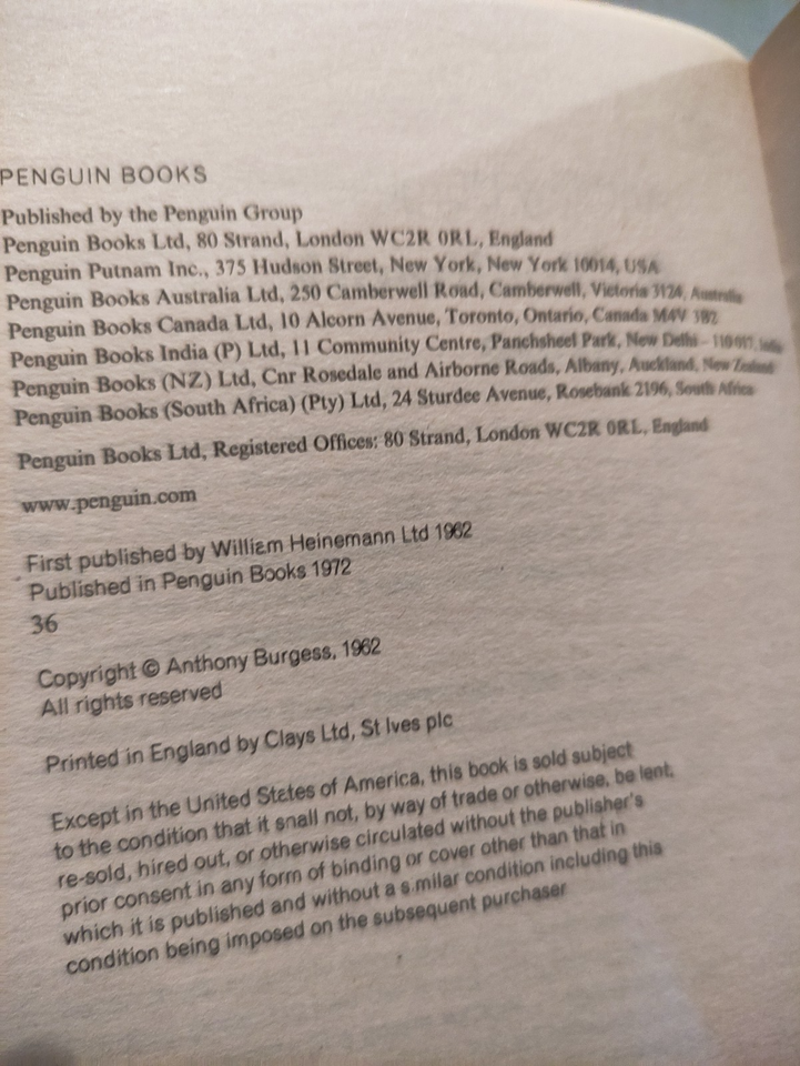 A CLOCKWORK ORANGE by ANTHONY BURGESS 1972 UNREAD PAPERBACK | eBay UK