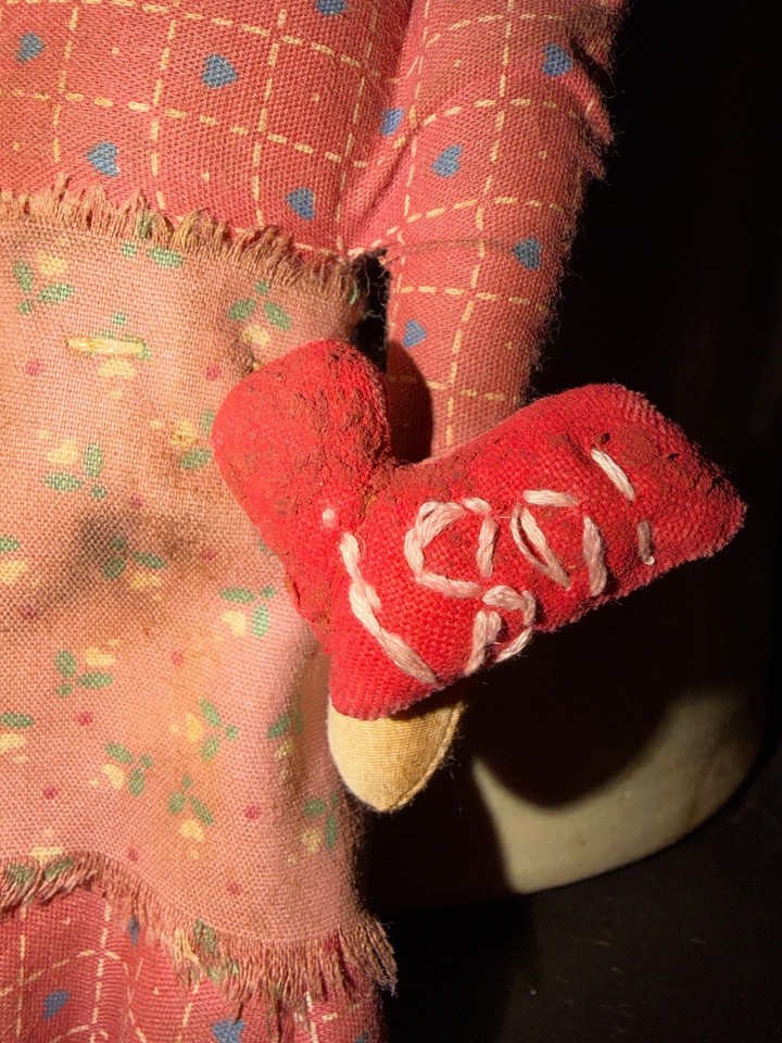 Primitive Handmade "Vera" Doll w/Heart Grungy Distressed Rustic Stain ...