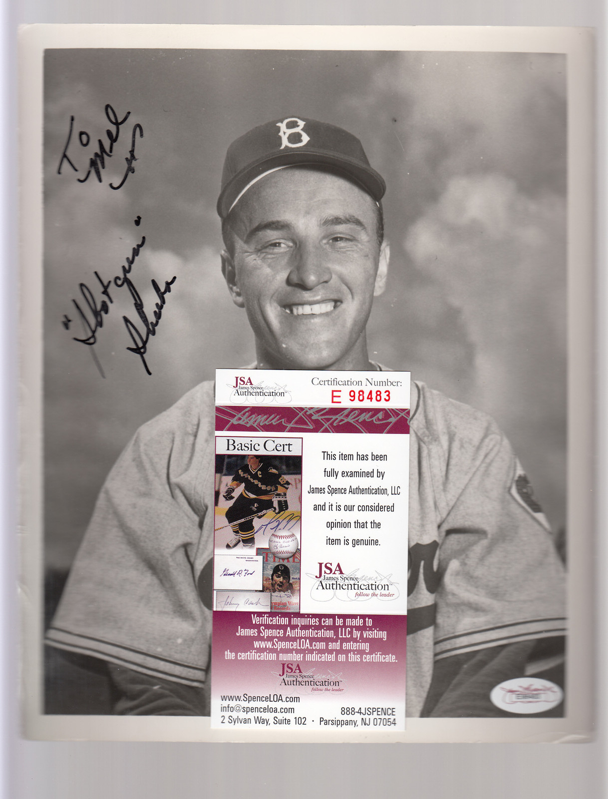 George Shotgun Shuba Autographed Vintage 8x10 B/W Photo Brooklyn ...