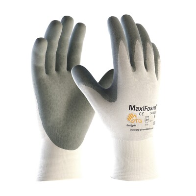 MaxiFoam 34-800 Seamless Knit Nylon Glove Nitrile Coated MicroFoam Grip ...