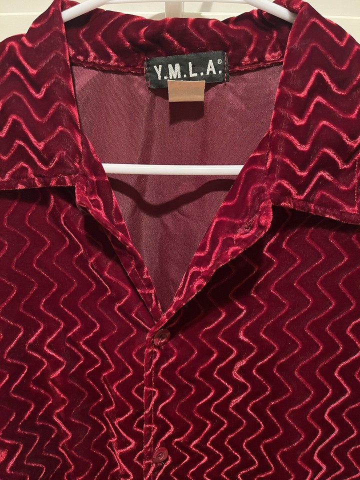 Men’s Vintage YMLA Red Groovy Shirt Size Medium | eBay