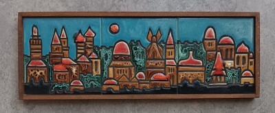 Framed Jerusalem Ceramic Art Tiles Israel An Ein Reb | eBay