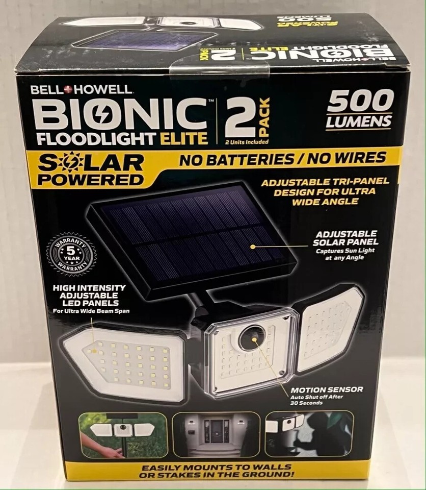 Bell+Howell Bionic Floodlight Elite 2 Pk 500 Lumens Motion Activated ...