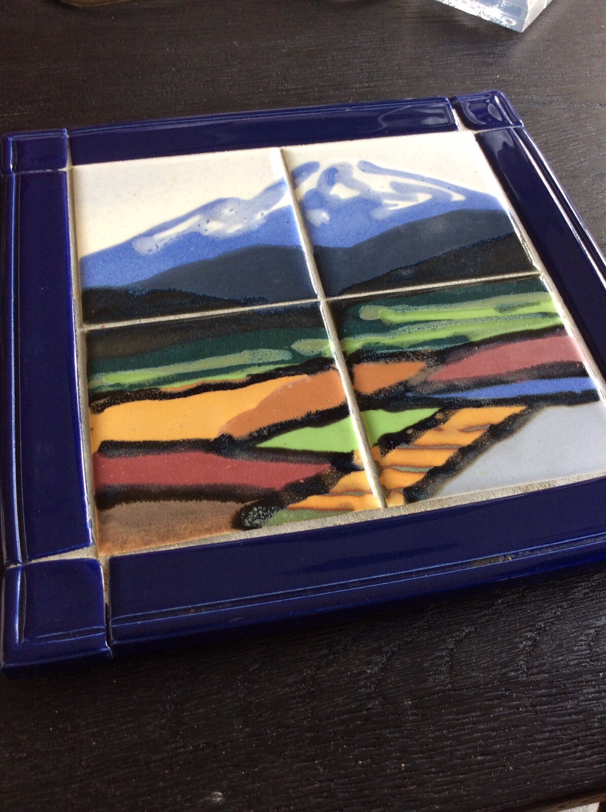 PAUL LEWING - Hand Made Tile 4 Piece Collage NW Artist Seattle Ferry Mt ...