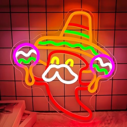 Mexican Neon Sign Dimmable Fiesta Party Neon Lights Taco Red+Green ...