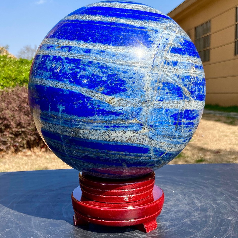 33.06LB Natural Lapis lazuli Sphere Quartz Crystal Ball Reiki healing ...
