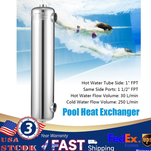 Swimming Pool 304 Stainless Steel Heat Exchanger Tube Same Side 1"+1 1/ ...