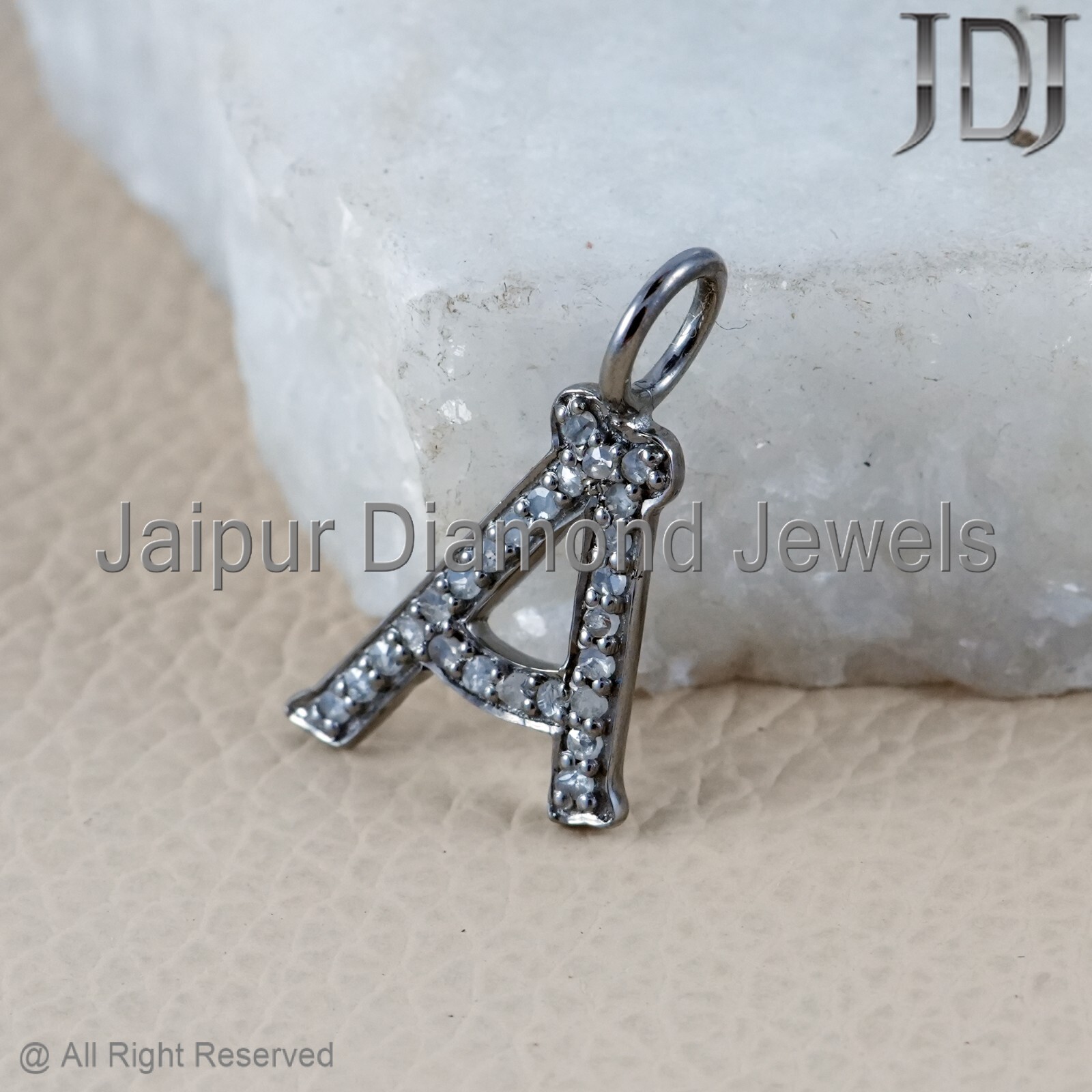 A Initial Natural Pave Diamond 925 Sterling Silver Alphabet Letter ...