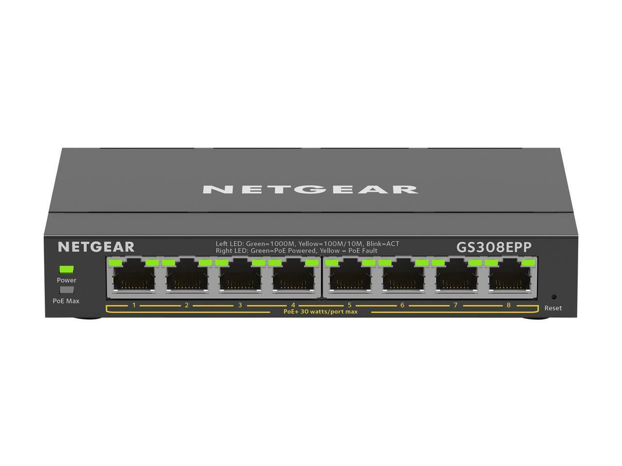 NETGEAR GS308EPP 8 Port Rack Mountable Ethernet Switch - GS308EPP ...