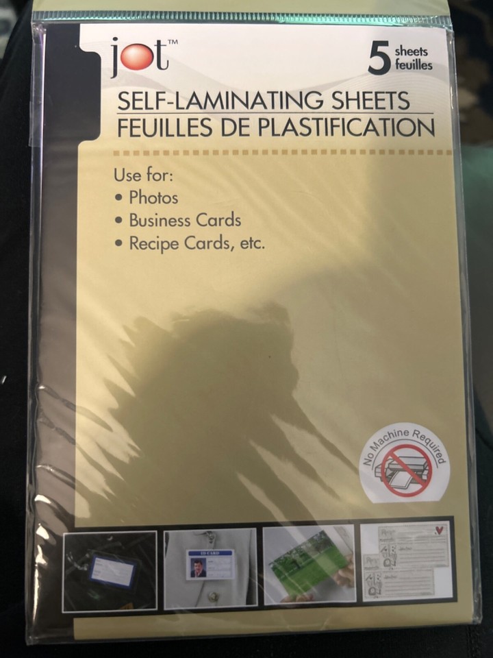 Jot Self-Laminating Sheets 5 piece photos, business cards, recipes | eBay
