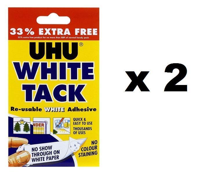 UHU White Tack Sticky 50g Reusable White Putty Adhesive For Sticking 33 ...