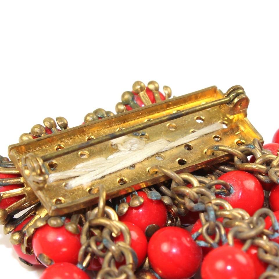 Miriam Haskell Brooch Early Unsigned Red Book Piece Hand Tied Crown Cap ...