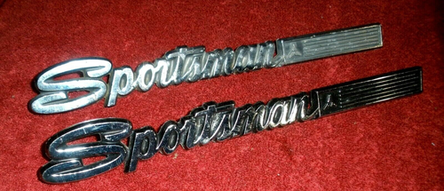 PAIR 1970S DODGE CHRYSLER SPORTSMAN VAN FENDER DOOR EMBLEM SCRIPT 1970 ...