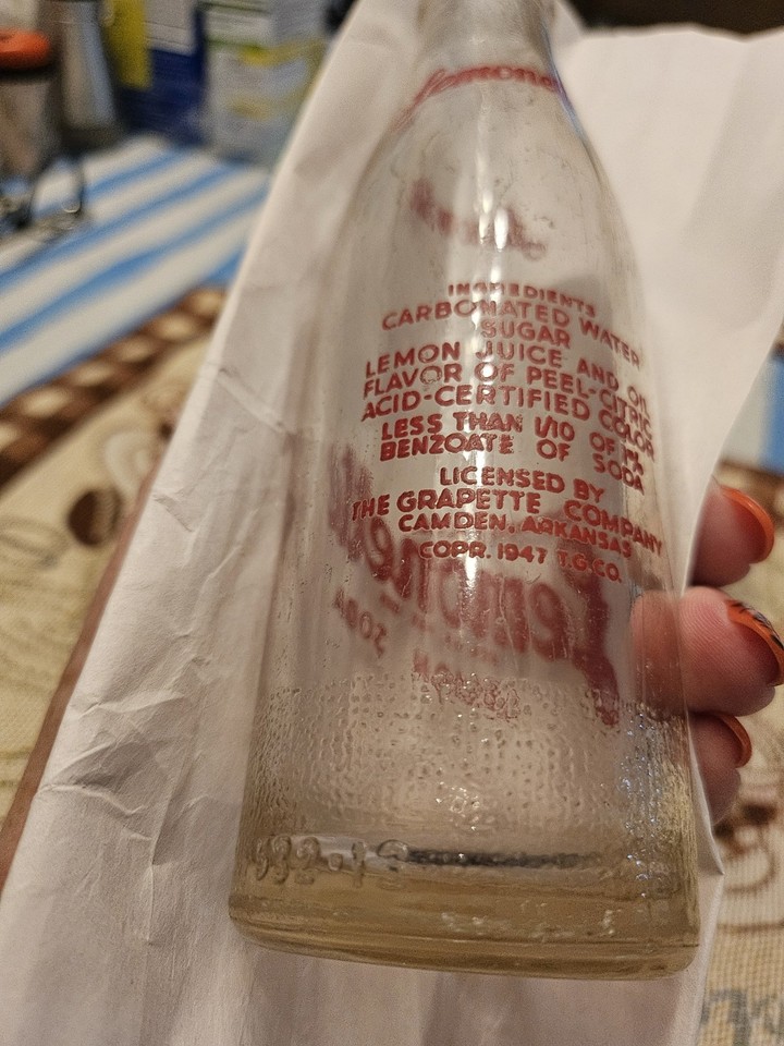 Lemonette Vintage Soda Pop Bottle, Grapette Bottling Co. Camden ...