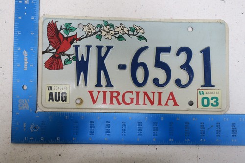 Virginia License Plate Cardinal Red Bird 2003 Tag VA WK-6531 | eBay