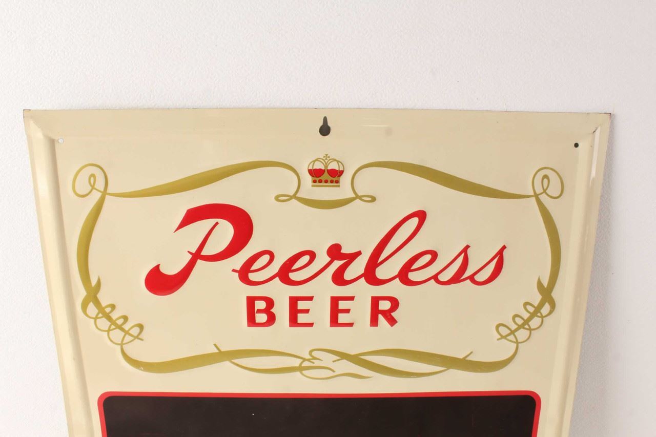 Nice Vintage Peerless Beer Bar Embossed Tin Advertising Sign Chalkboard ...