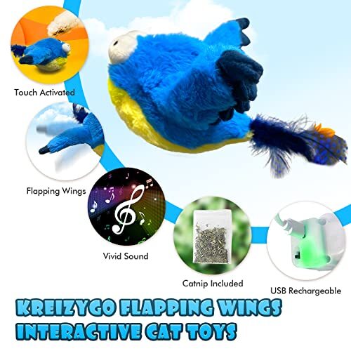 Cat Toys, Flapping Wings Catnip Toys, Vivid Chirping, Simulation Bird ...
