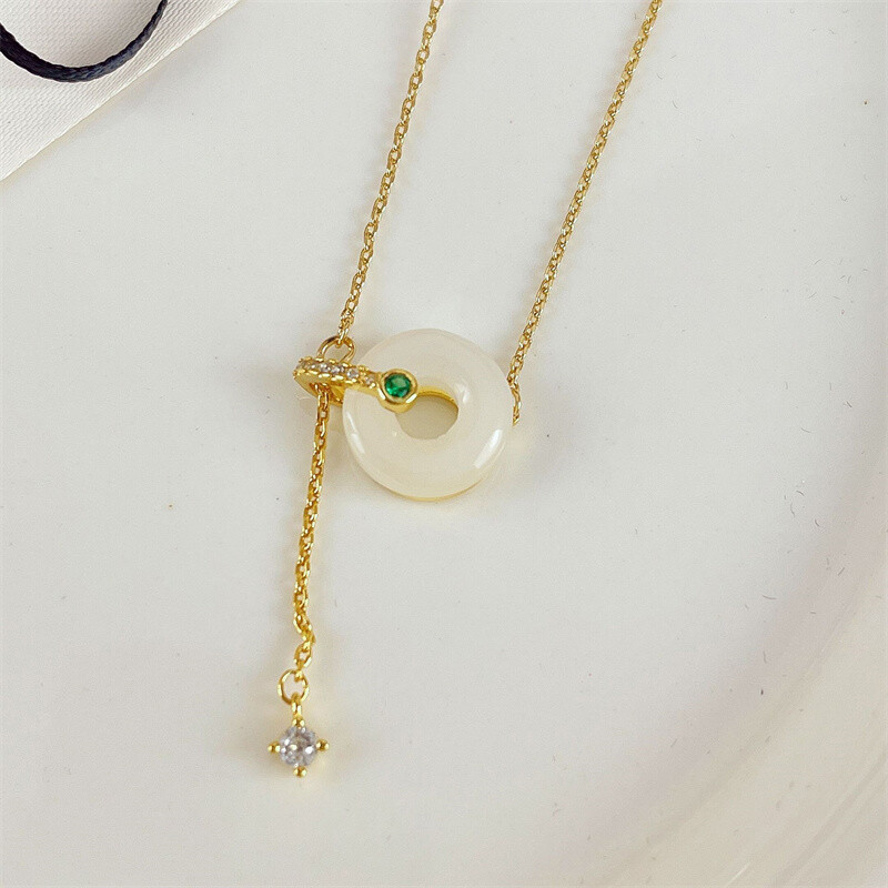 Elbow Bead Chain Hetian Jade Necklace For Women Girl Gift Fresh ...