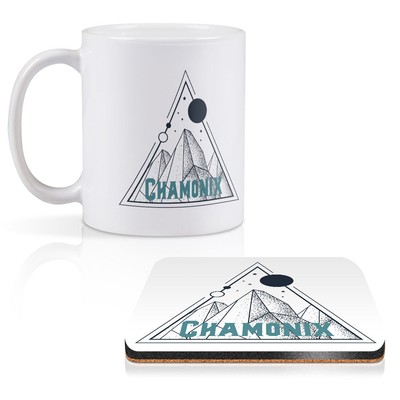 1 Mug & 1 Square Coaster Chamonix Mountains Stars Triangle #61024 | eBay