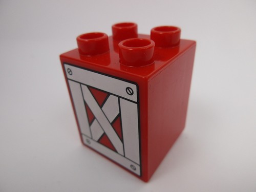 LEGO DUPLO 31110 - x1 Brick Brick 2x2x2 - Red Red with Crossed Boards ...