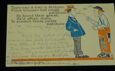 OLD COMIC, LIMERICK POSTCARD, MATCHES, CIGARETTES, SMOKING | eBay