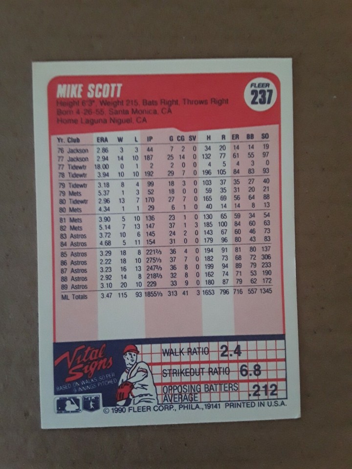 1990 Fleer Mike Scott baseball card # 237. Houston Astros. | eBay