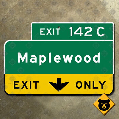 New Jersey parkway exit 142C Maplewood expressway freeway road sign ...