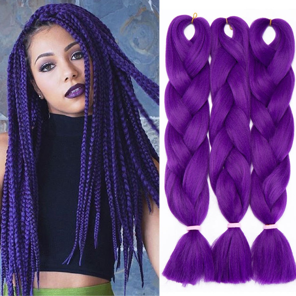 24"Ombre Color Jumbo Braiding Hair Extension Two Tone Color Synthetic ...