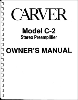 Carver Model C-2 Stereo Preamplifier Owner's Manual | eBay