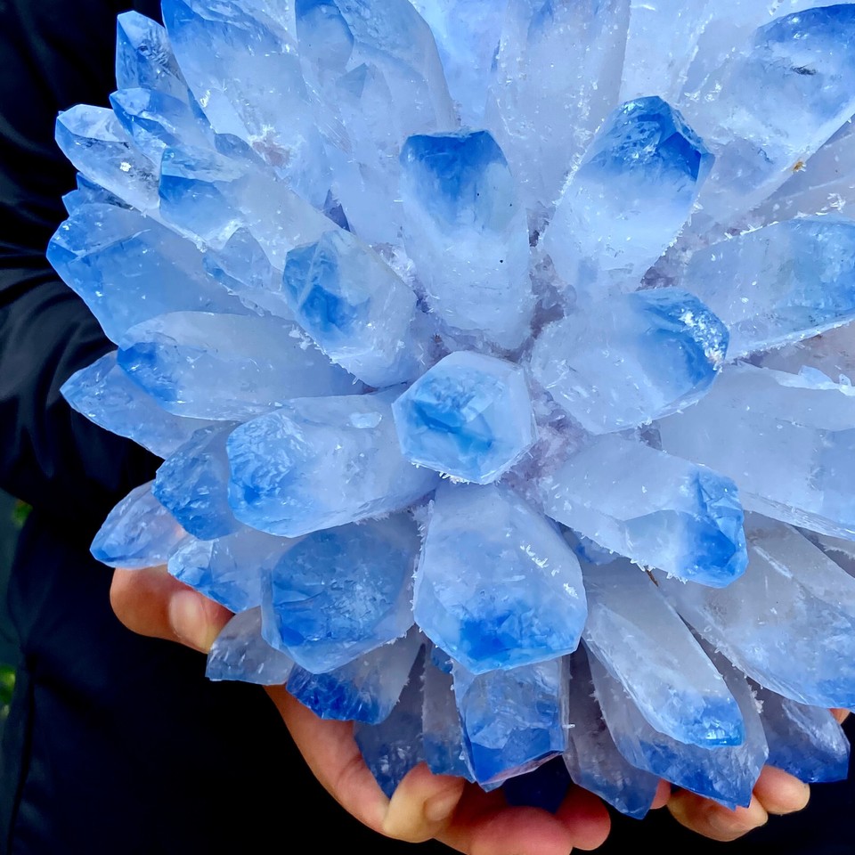 14.5LB New find sky blue phantom quartz crystal cluster mineral sample ...