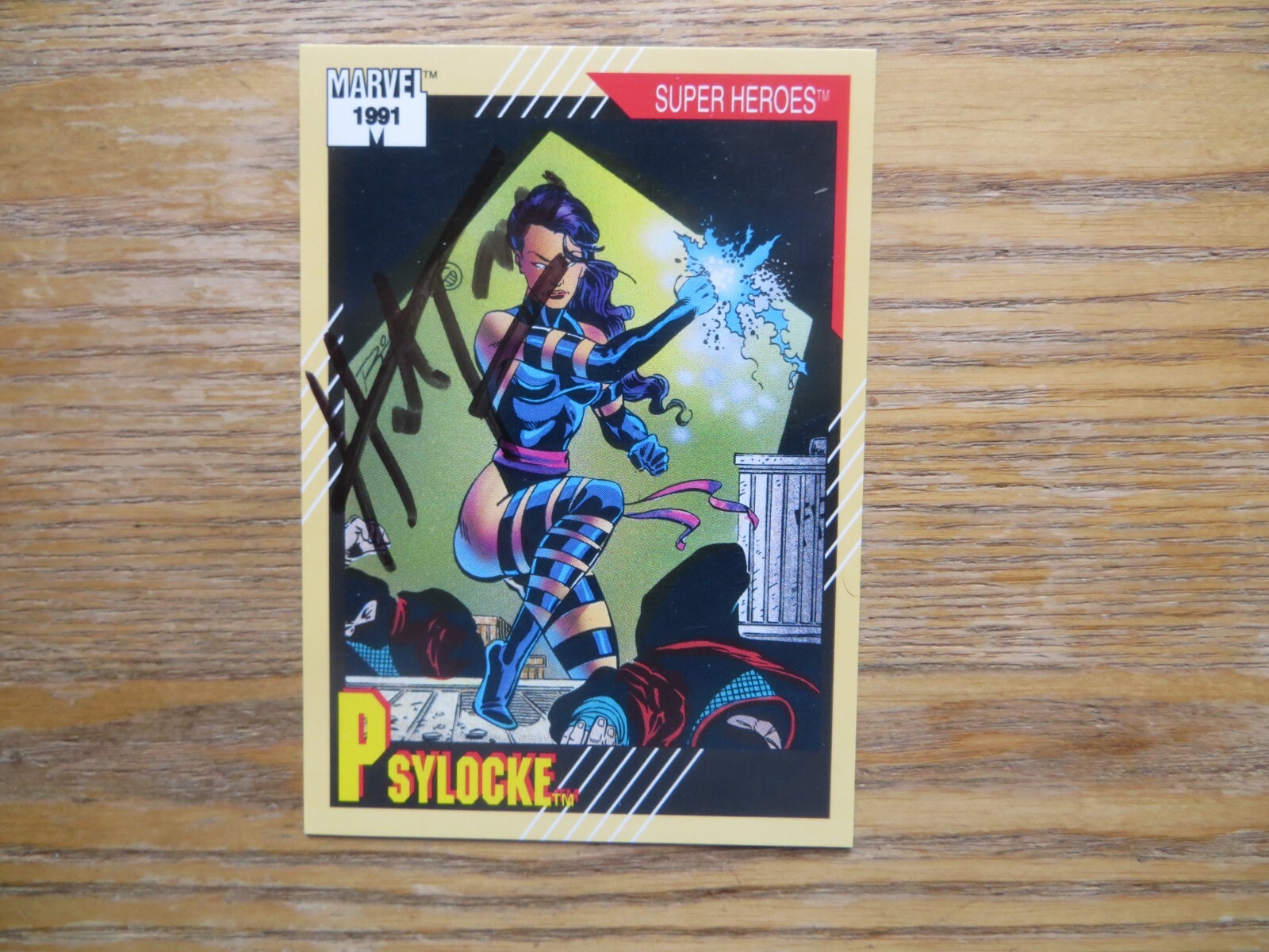 1991 MARVEL UNIVERSE 2 X-MEN PSYLOCKE CARD SIGNED HERB TRIMPE, WITH POA ...