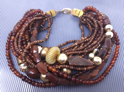 Vintage Gerda Lynggaard Monies 1985 Multi Strand Horn Beaded Necklace ...