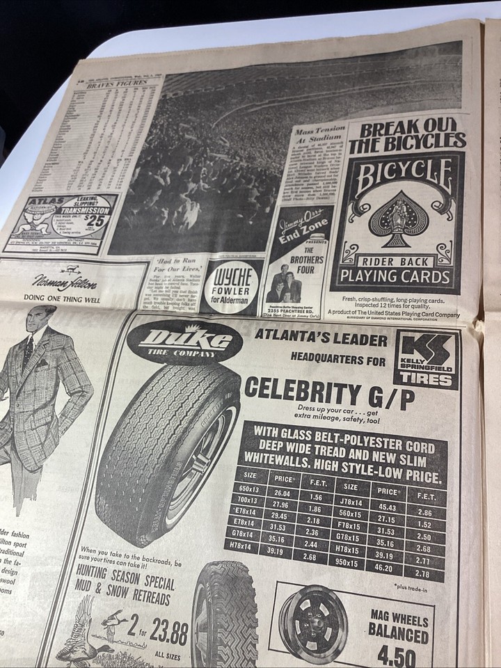 Atlanta Braves GA Newspaper 1969 Oct 1 Champs! Original Rare VHTF ...