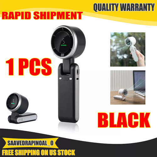 Black Mini Portable Handheld Turbo Fan Rechargeable Cooling Fan with ...