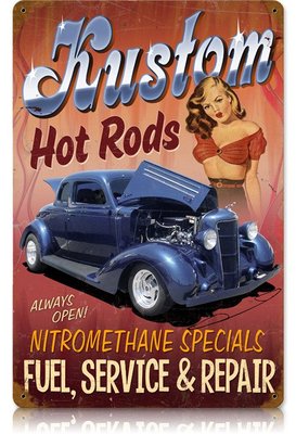 Kustom Hot Rods Pin-Up Metal Sign | eBay