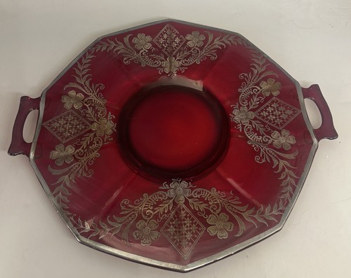 Rare Vtg Ruby Red Glass Plate with Handles – Imperial Style, Beautiful ...