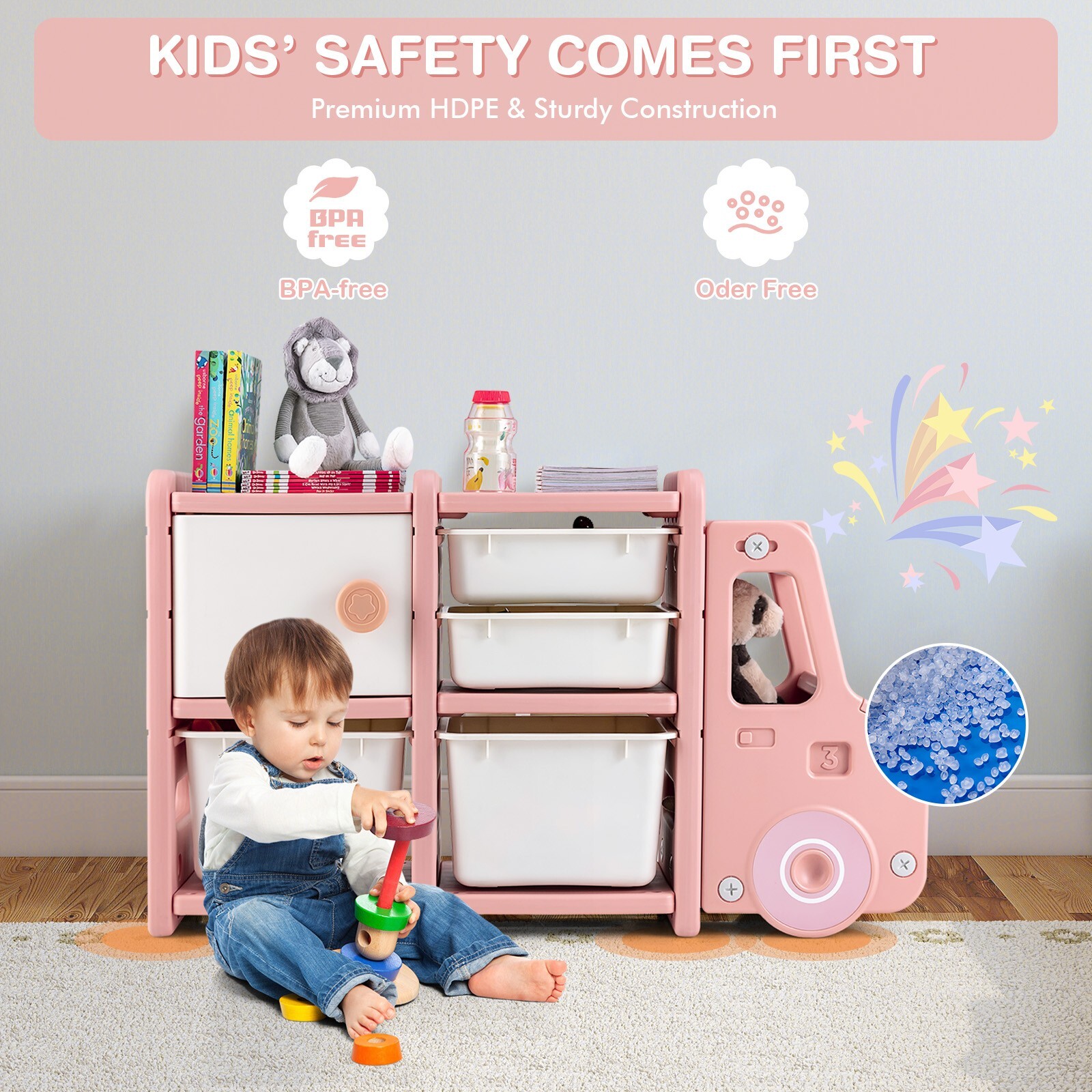 Kids Toy Storage Organizer Truck-shaped Toddler Storage Cabinet 2 ...