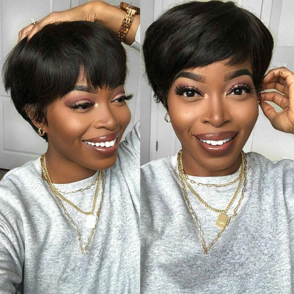 Pixie Human Hair Black Short Cuts Wigs Brazilian Women Hairstyles ...