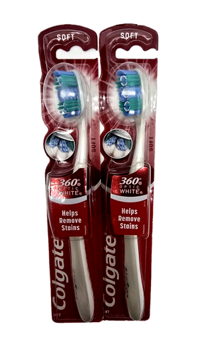 2x Colgate 360 Optic White SOFT BRISTLE Manual Toothbrush. 2 ...