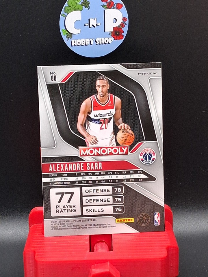 Alexandre Sarr Rookie 2024-25 Panini Prizm Monopoly - #86 Dice SSP (RC ...