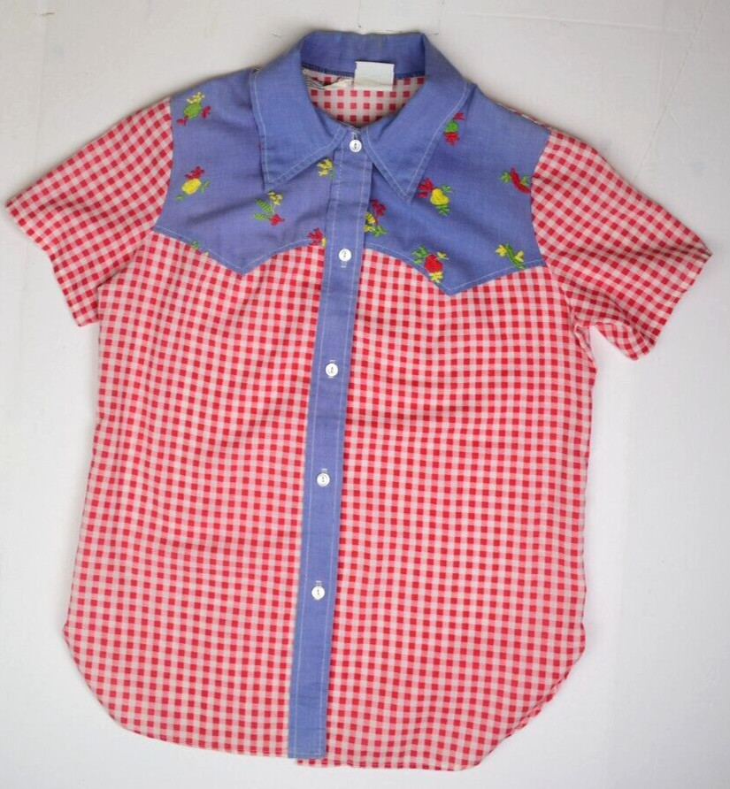 Country Gingham Shirt Size M Vintage 70s Montgomery W… - Gem