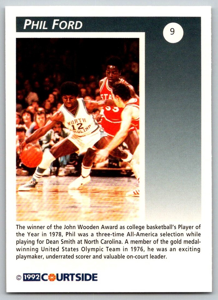 1992-93 COLLEGE FLASHBACK PHIL FORD NORTH CAROLINA TAR HEELS #9 | eBay